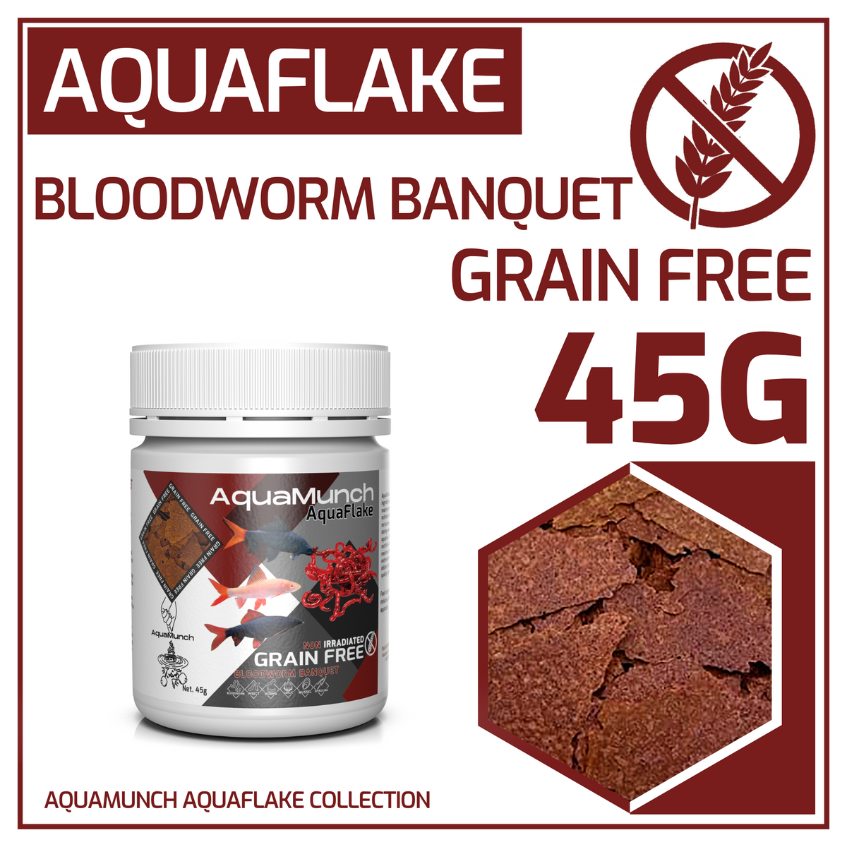 AQUAMUNCH BLOODWORM FLAKE 45G – TAMWORTH PET CENTRE
